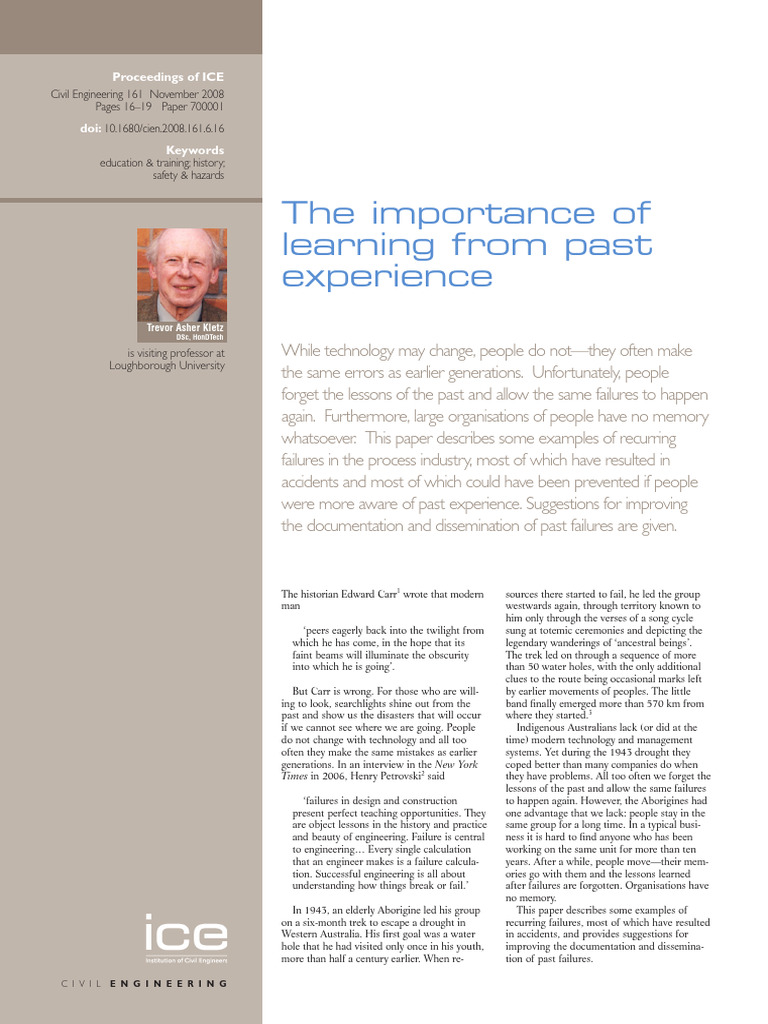 The Importance of Learning From Past Experience | Download Free PDF ...