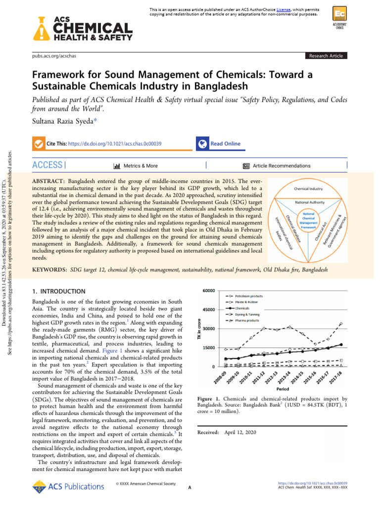 Framework For Sound Management of Chemicals Toward A Sustainable Chemicals Industry in ...