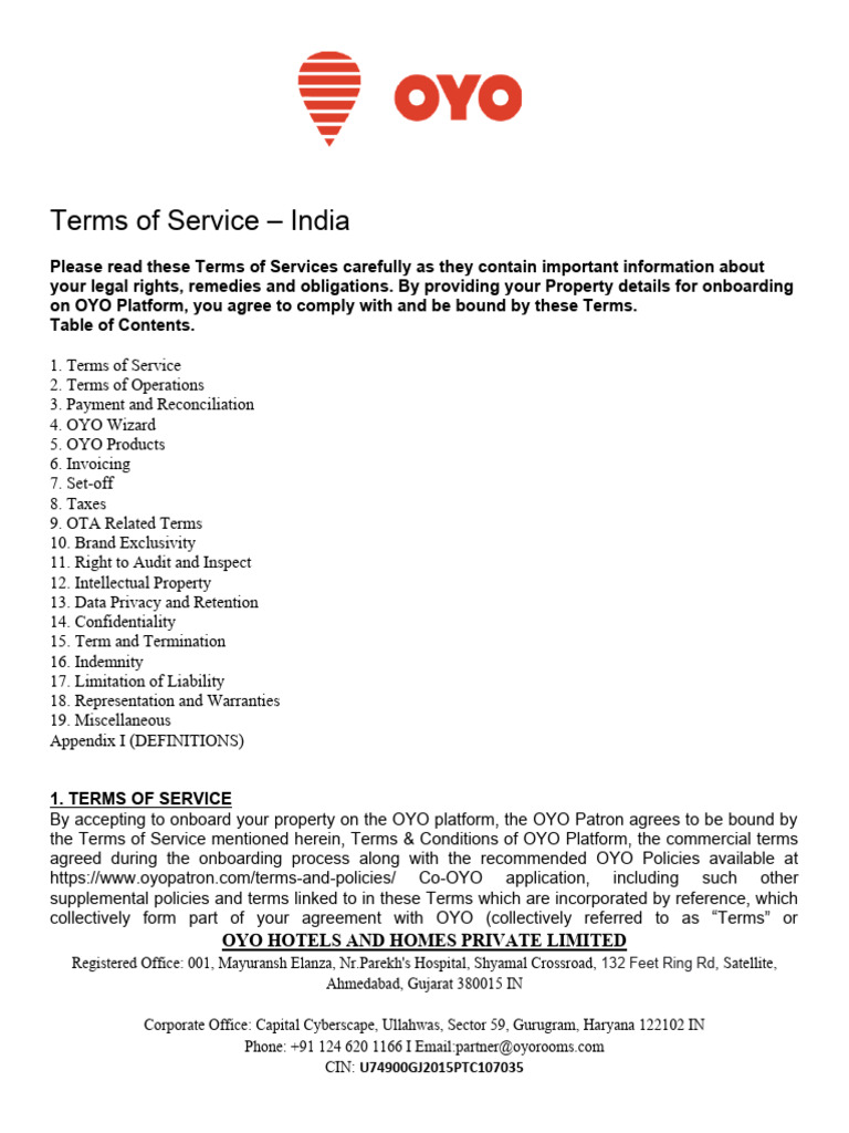 OYO Terms for Property Partners | PDF | Taxes | Invoice