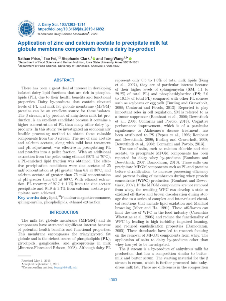 Application of Zinc and Calcium Acetate To Precipitate Mil 2020 Journal ...