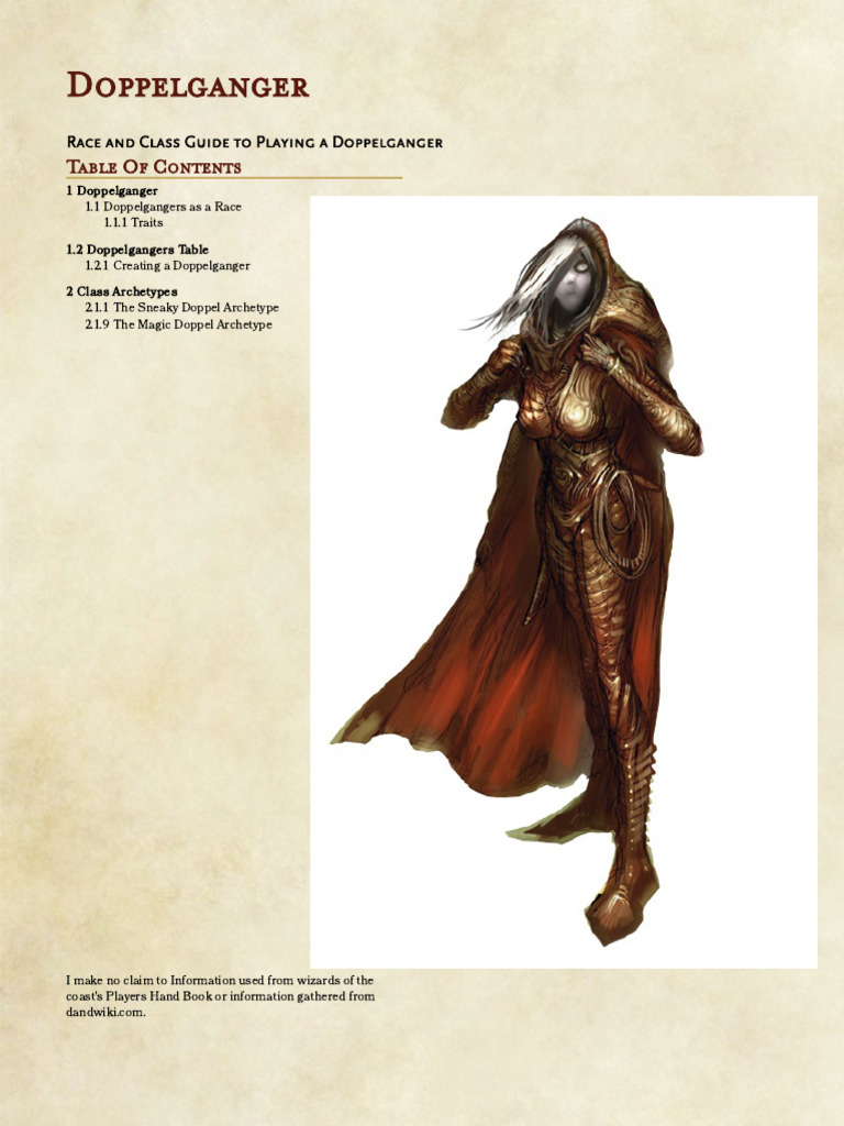 D&D 5E - Homebrew - Class Doppelganger | PDF