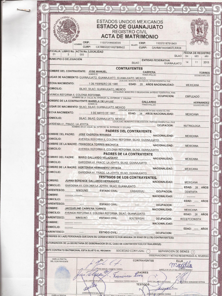 Acta Matrimonio | PDF