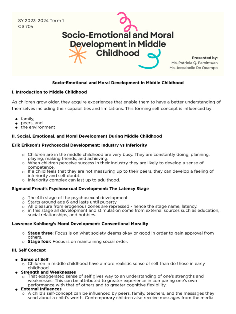 Moral Development in Middle Childhood | PDF | Self Efficacy | Psychology