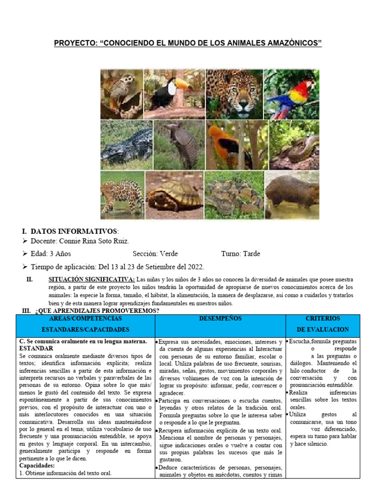 Proyecto 10 Animales - Connie | PDF | Comunicación no verbal | Información