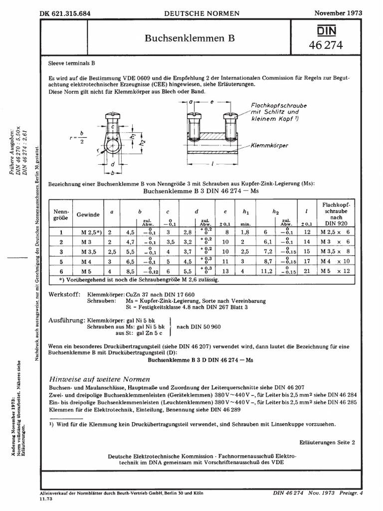 DIN 46274 1973-11 | PDF