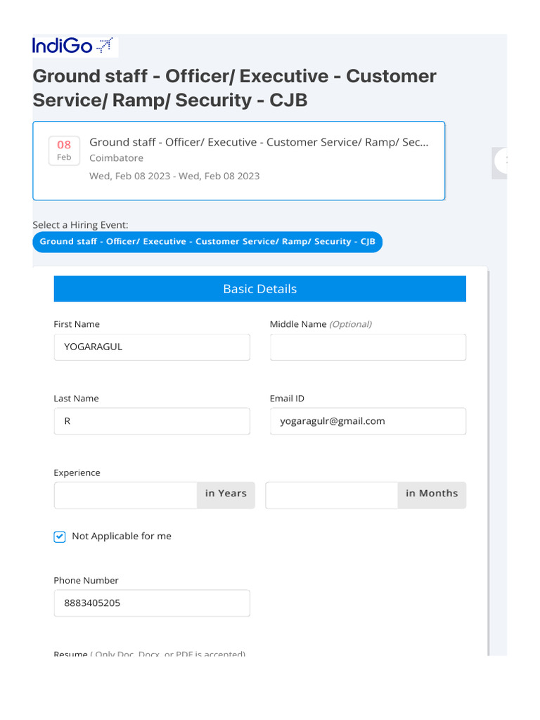 Apply For Ground Staff - Officer - Executive - Customer Service - Ramp ...