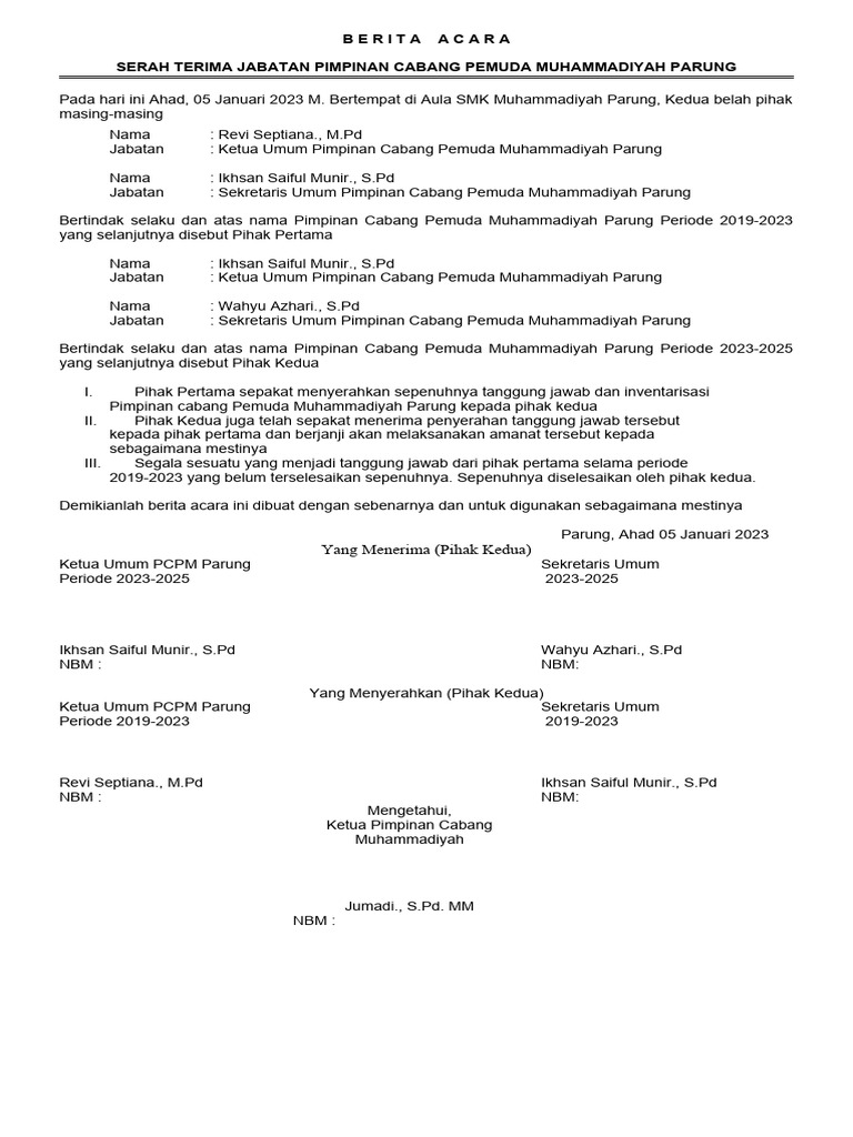 BERITA ACARA Muscab PCPM | PDF