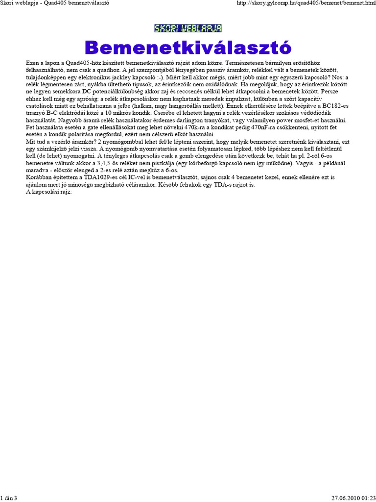 Skori Weblapja - Quad405 Be... | PDF