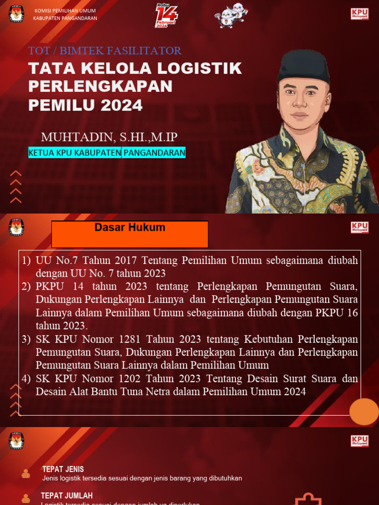 Materi Ketua Muhtadin Perlengkapan Pemilu 2024 Jadi | PDF