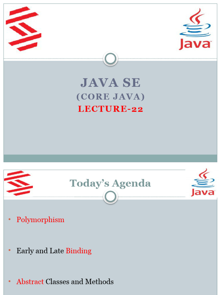 (Lec-22) Java SE (Polymorphism, Abstract Classes and Methods) | PDF ...