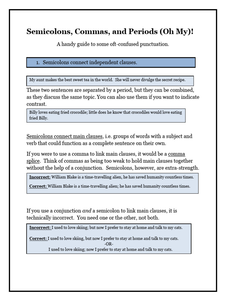 Mastering Semicolons and Commas | PDF | Comma | Linguistics