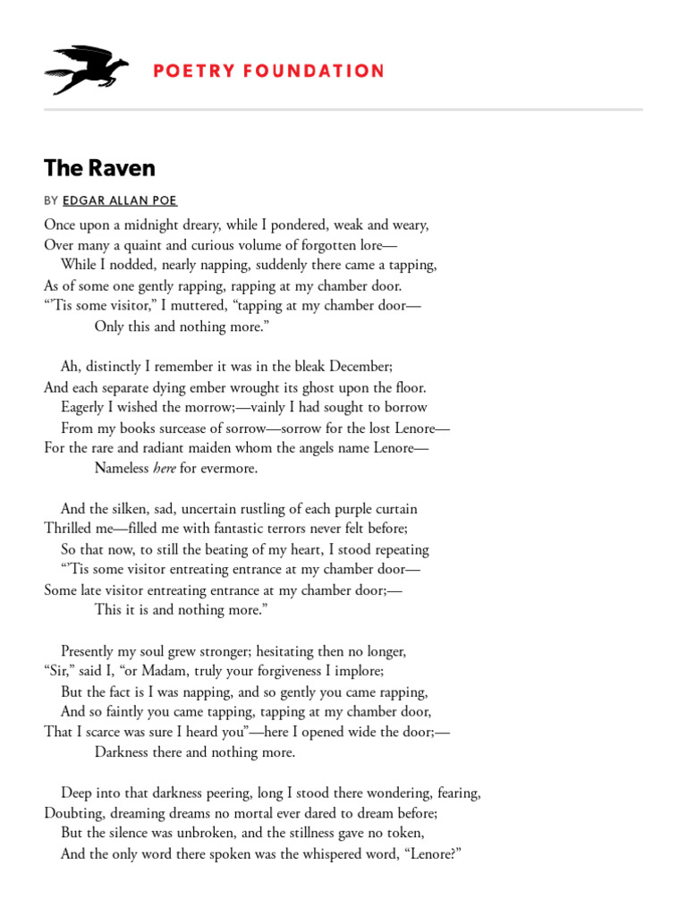 The Raven by Edgar Allan Poe | PDF | The Raven | Poetry
