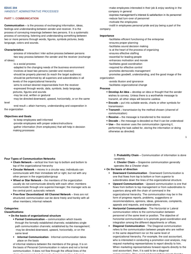 Educ 204 Handout-Administrative Processes | PDF | Motivation | Motivational