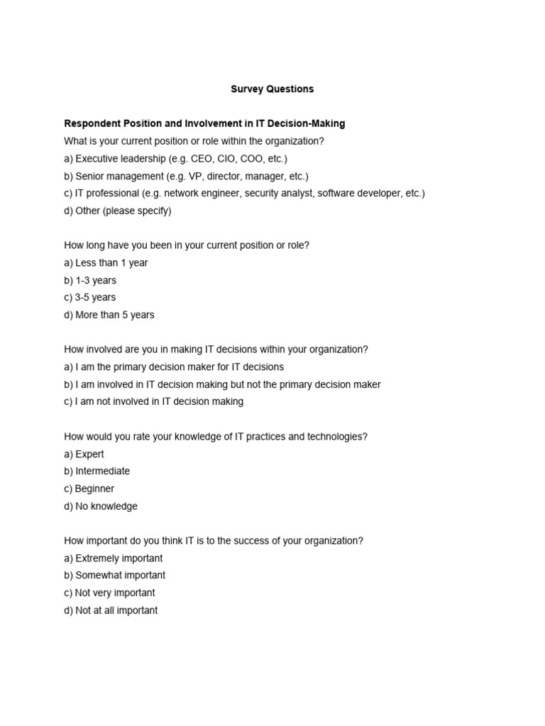 Survey Questions | PDF | Computer Security | Security