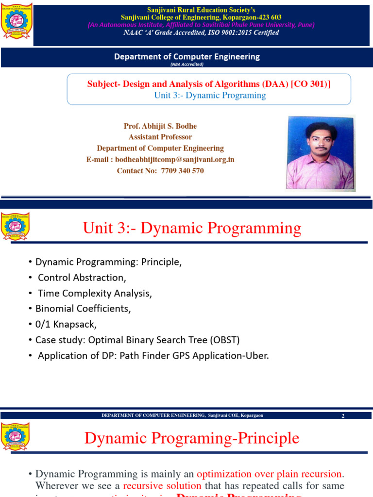 Design And Analysis Of Algorithm Download Free Pdf Dynamic Programming Time Complexity