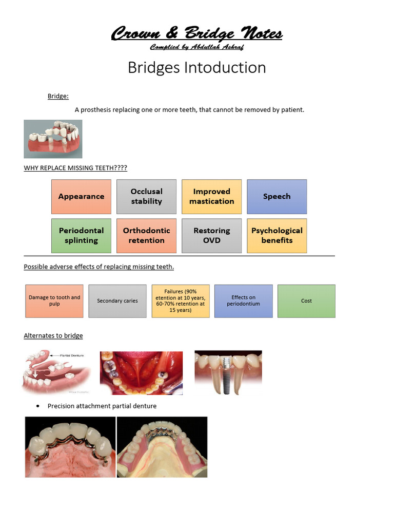 Crown Bridges Notes | PDF | Dentistry Branches