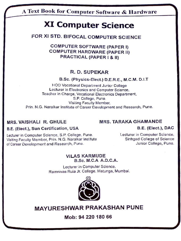 01 R D Supekar Computer Science 11th Pdf Binary Coded Decimal Computer Programming 