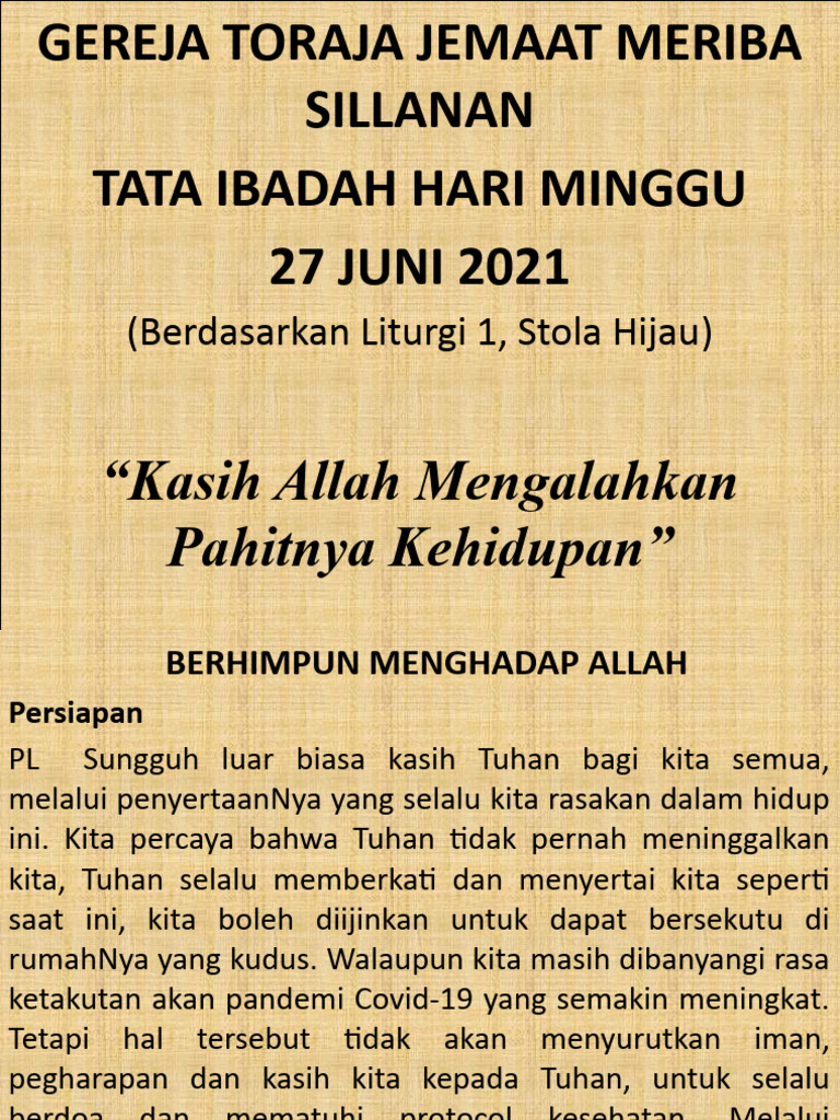 Tata Ibadah Gereja Toraja Meriba | PDF | Kajian Bahasa Asing