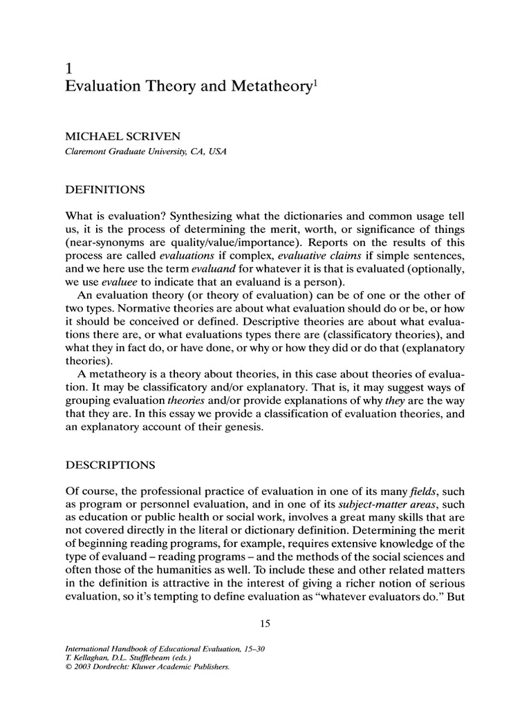 Michael Scriven | PDF | Evaluation | Theory