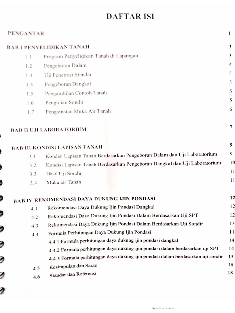 Standart Baku Daftar Isi Sondir | PDF