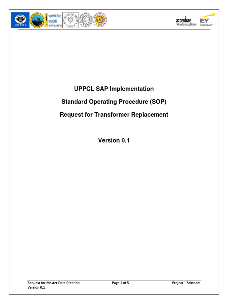UPPCL SAP Implementation Standard Operating Procedure (SOP) Request For ...