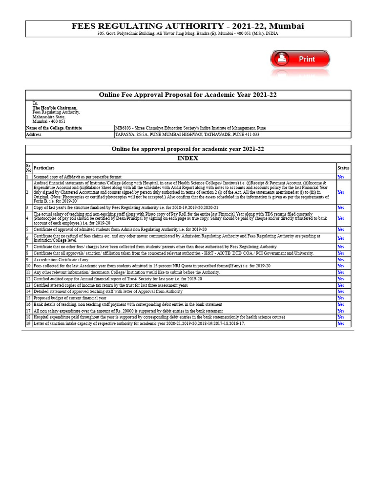 Online Fee Approval Proposal For Academic Year 2021 22f | PDF | Banks | Fee