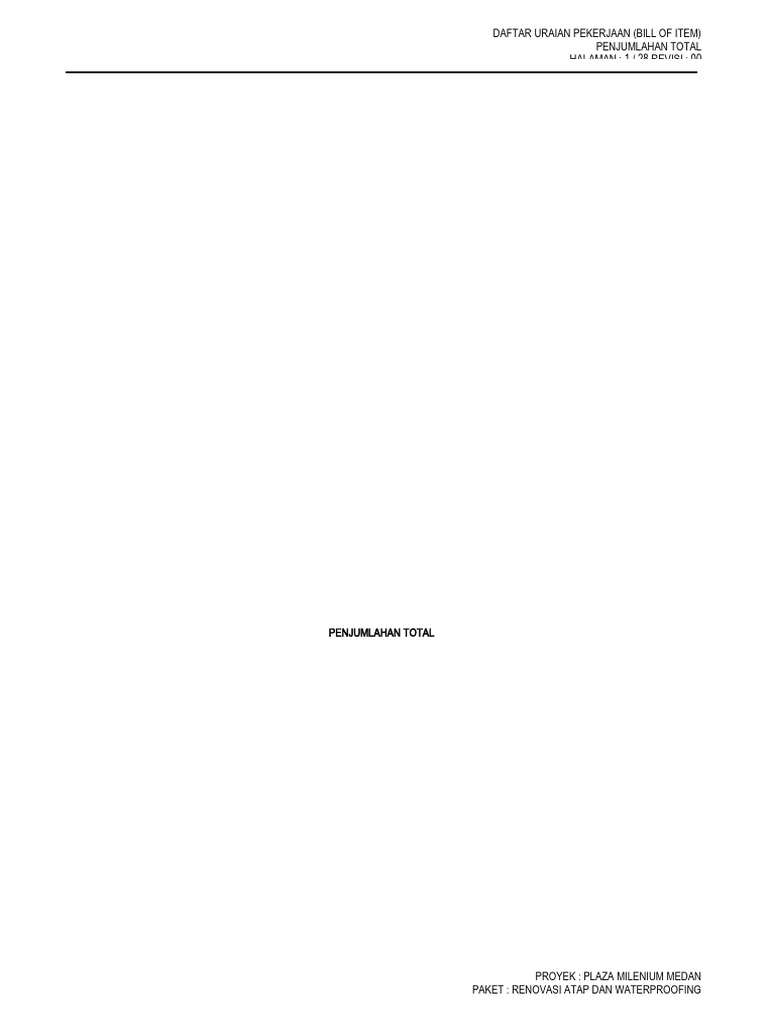 R1 - RAB - Renovasi Atap & Waterproofing PLAZA MILLENIUM - Sharing | PDF