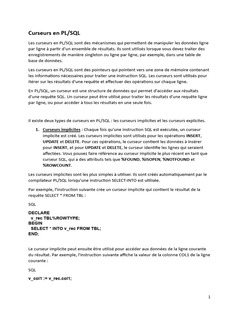 Curseur PLSQL | PDF