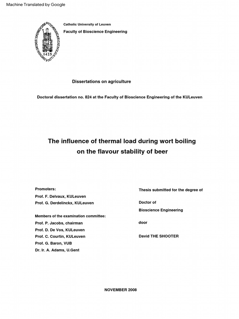 The Influence Of Thermal Load During Wor 1 PDF Beer Brewing