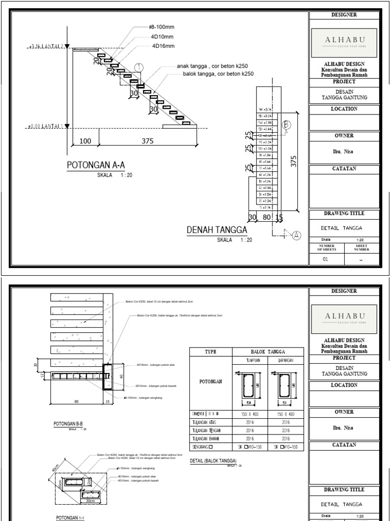 Detail Struktur Tangga Gantung | PDF