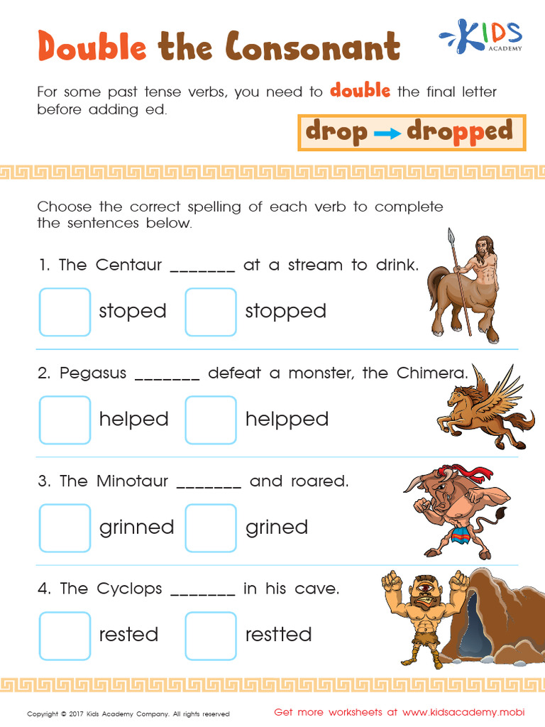 Grade 3 Double Consonant Spelling Worksheet | PDF