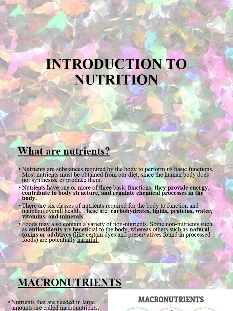 Nutrition Day 1 | PDF | Nutrients | Carbohydrates