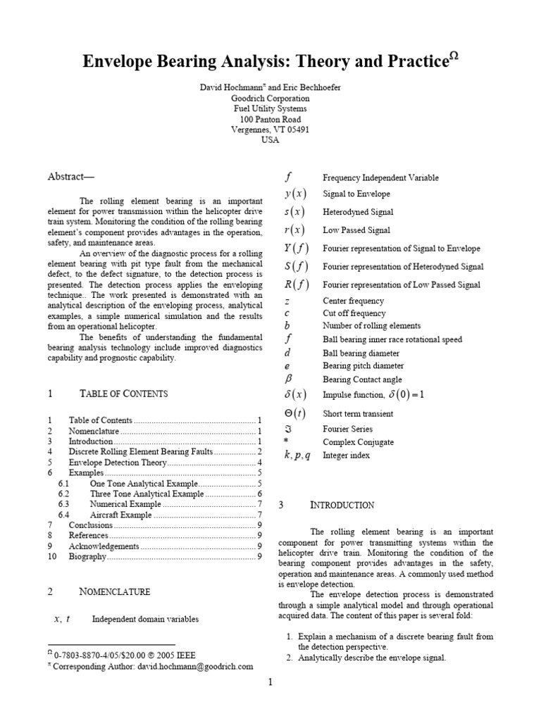 Envelope Bearing Analysis Theoryand Practice Pdf Bearing