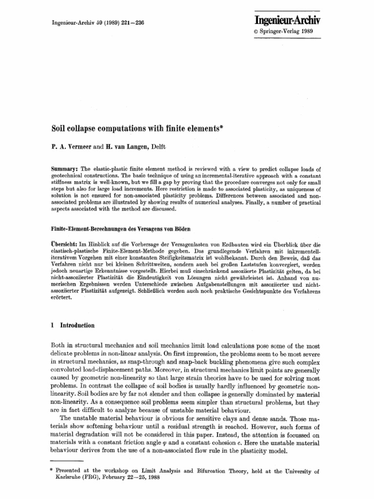 Soil Collapse Calculate With FEM | PDF