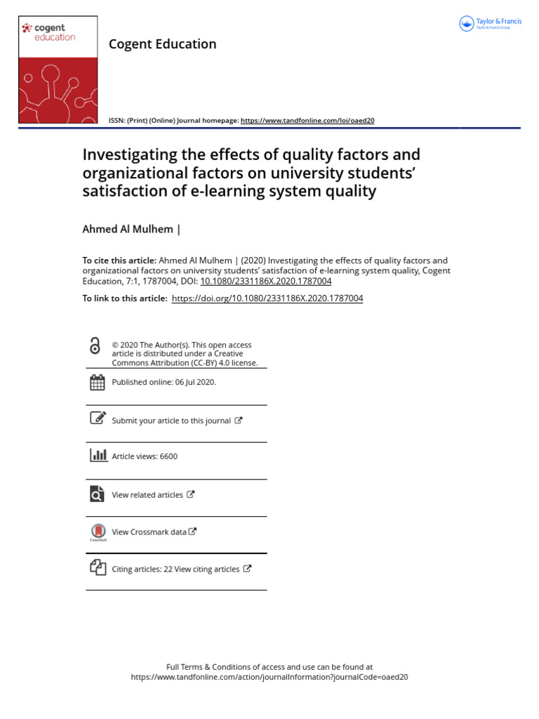 Investigating The Effects of Quality Factors and Organizational Factors ...