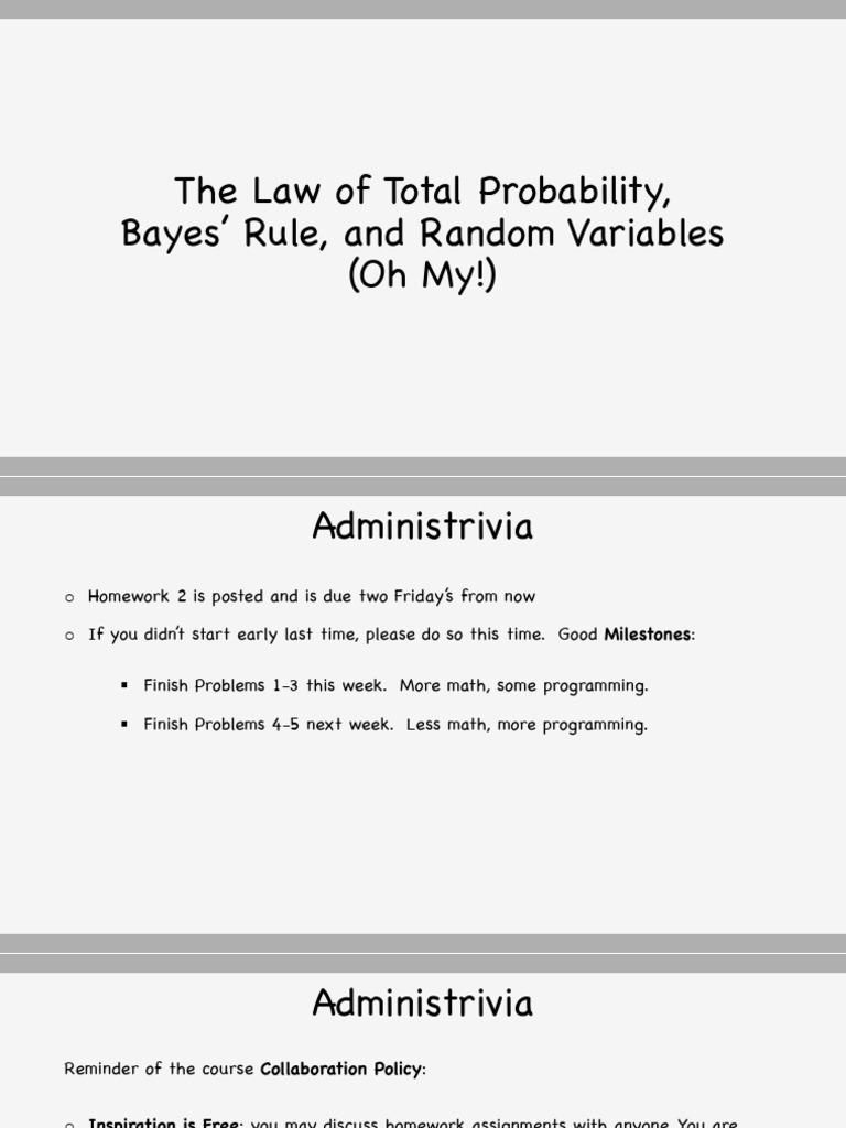 10-Bayes Rule and Law of Total Probability | PDF | Random Variable | Probability Distribution