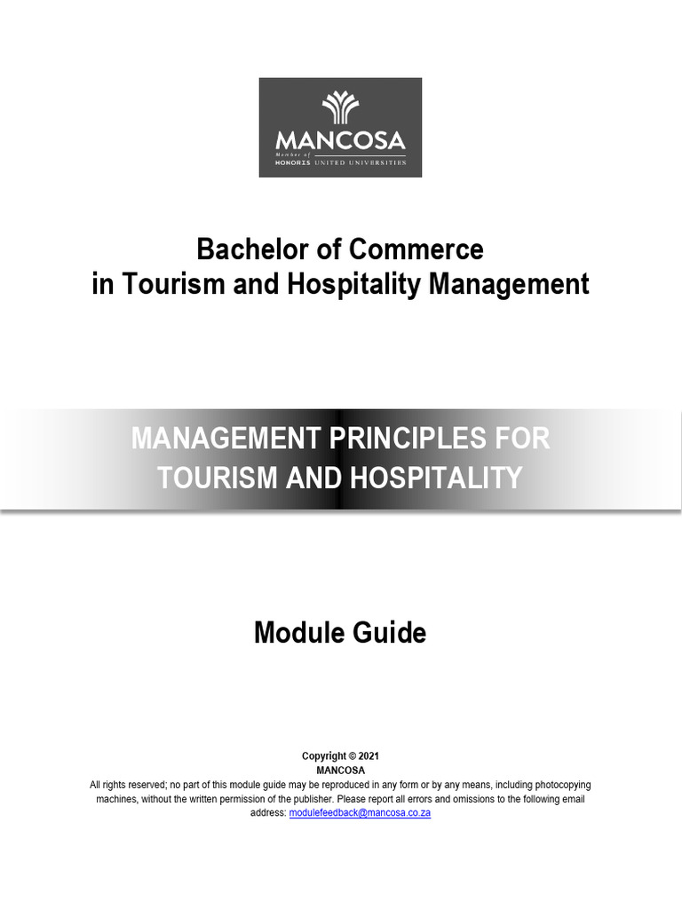 Management Principles For Tourism and Hospitality | PDF ...