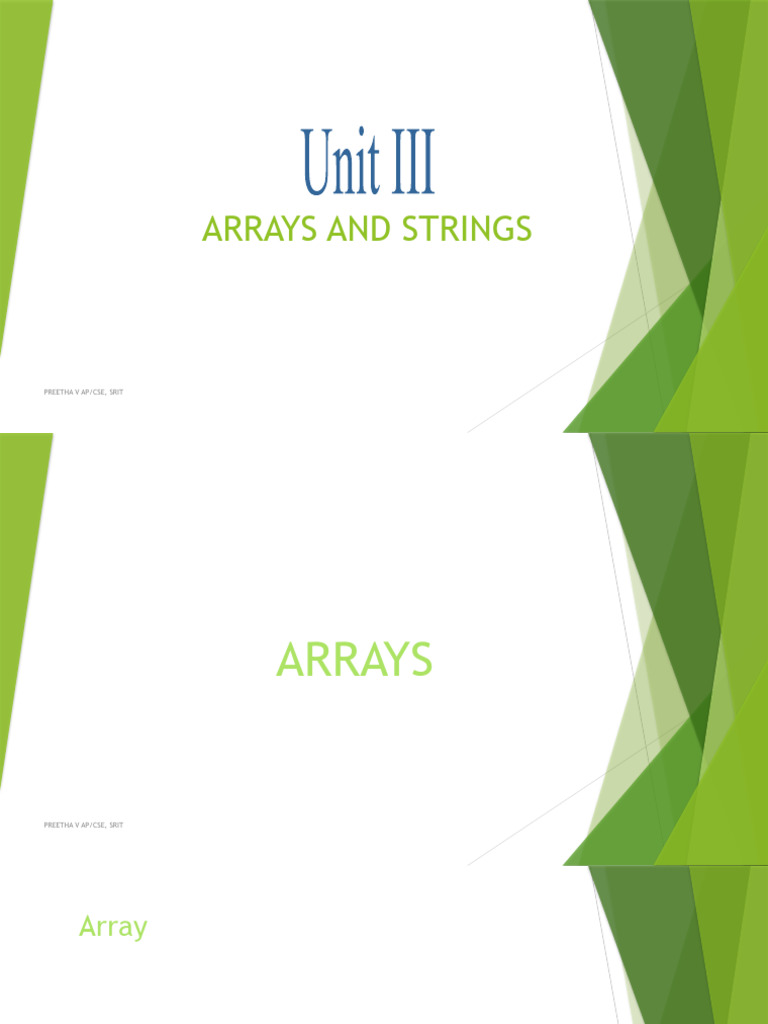 Unit 3 Arrays and Strings | PDF | Computer Programming | Computing Unit 3 Arrays and Strings | PDF | Computer Programming | Computing