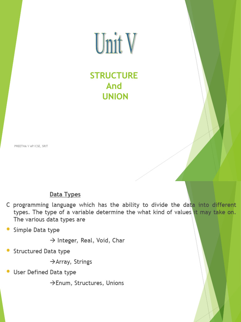 Unit 5 Structure Union and File Handling | PDF | Pointer (Computer Programming) | Variable ...