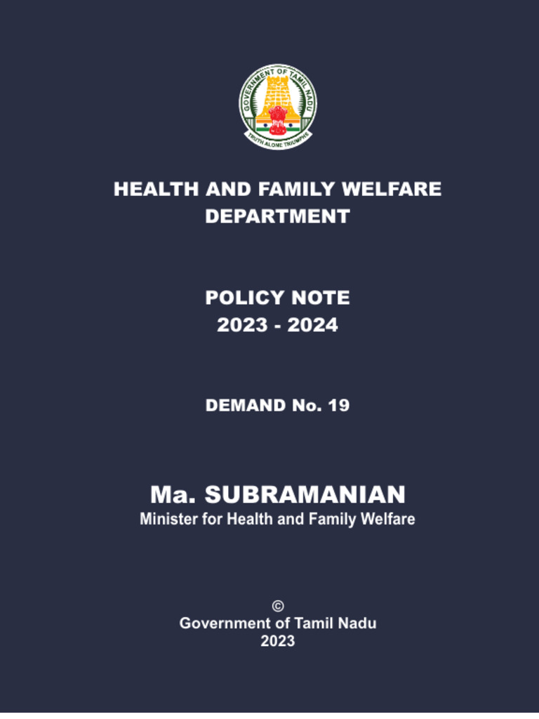 Health and Family Welfare Policy Note | PDF | Health Care | Hospital