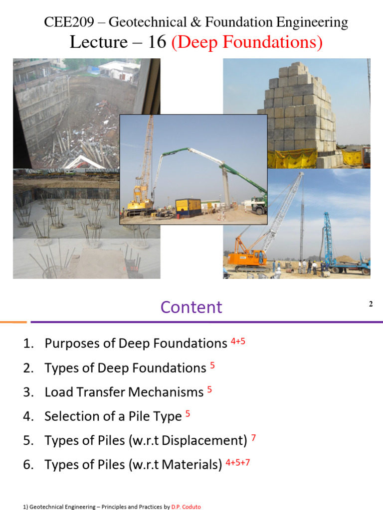Lec 09 Deep Found-Intro, Types, Selection | PDF | Deep Foundation | Foundation (Engineering)