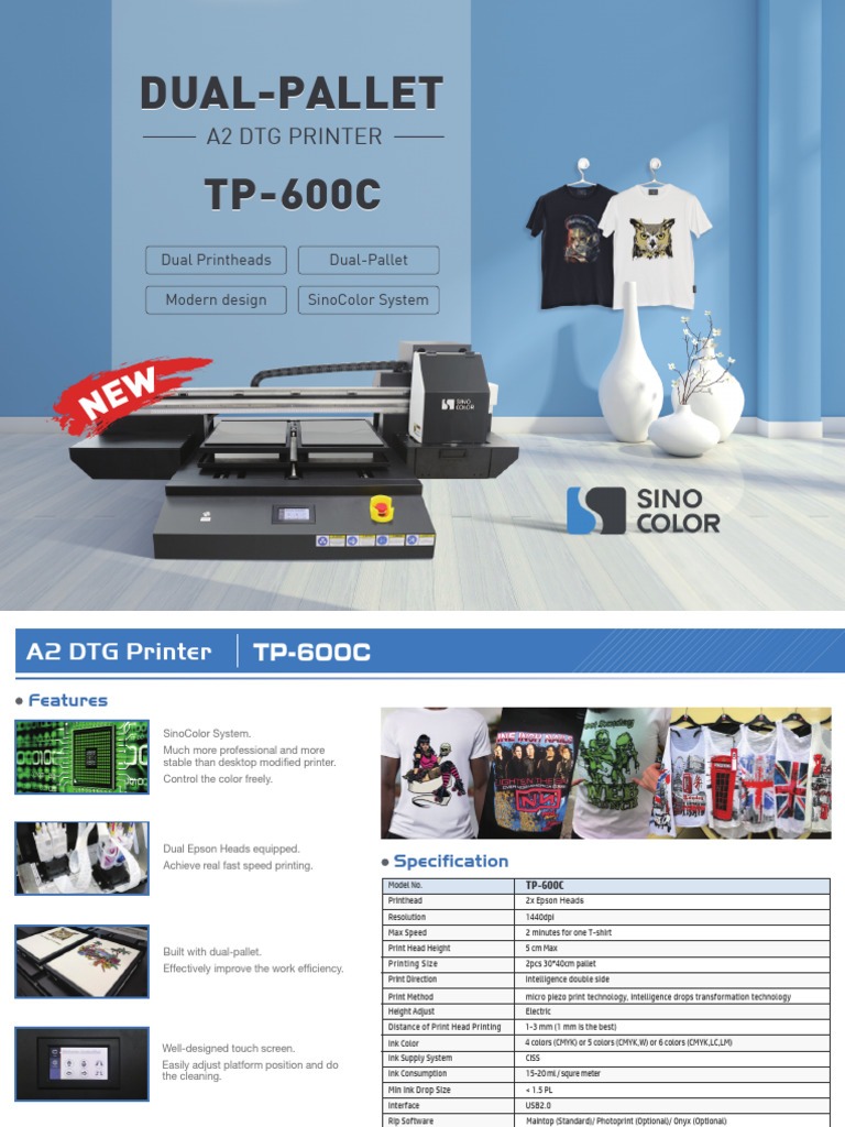 Brochure - SinoColor A2 DTG Printer TP600C | PDF | Printer (Computing ...