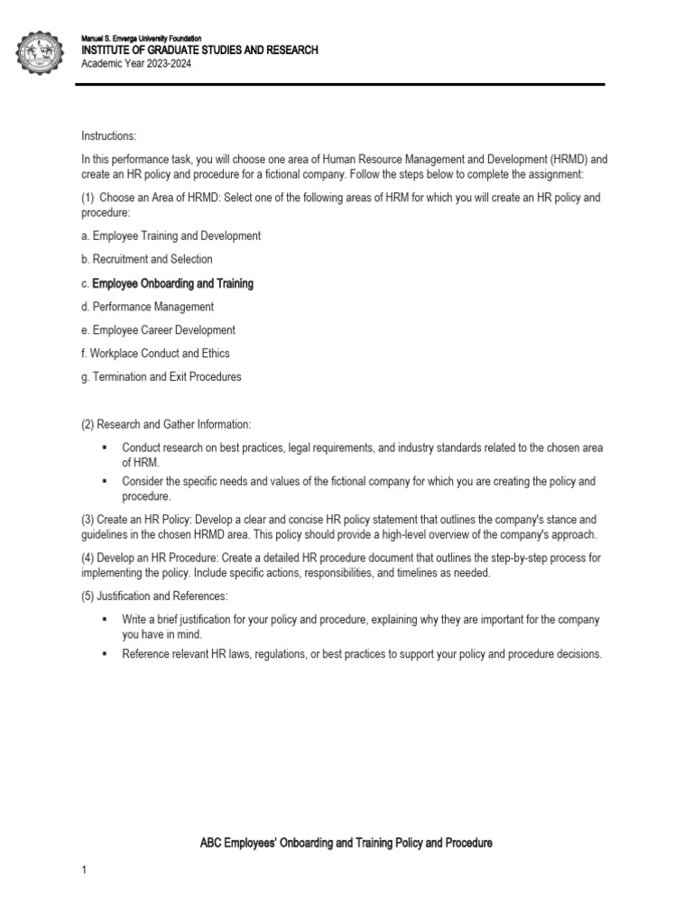 Creating An HR POlicy and Procedure | PDF | Employment | Human Resource ...