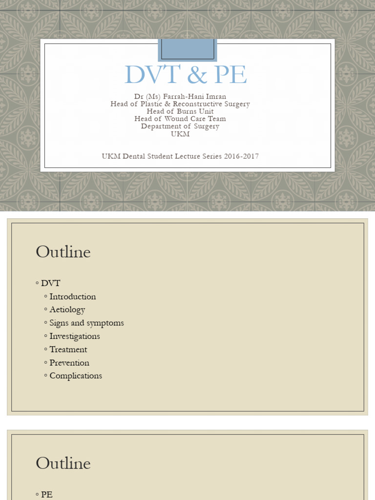 DVT and PE | PDF | Thrombosis | Angiology