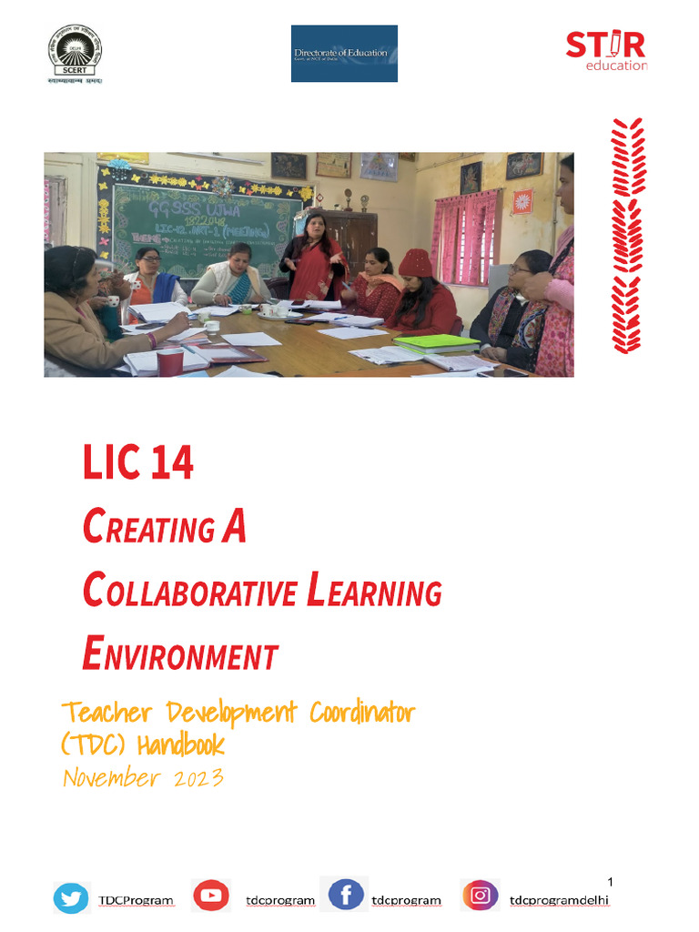 HINDI - TDC Handbook LIC 14 - HINDI Creating A Collaborative Learning Environment | PDF