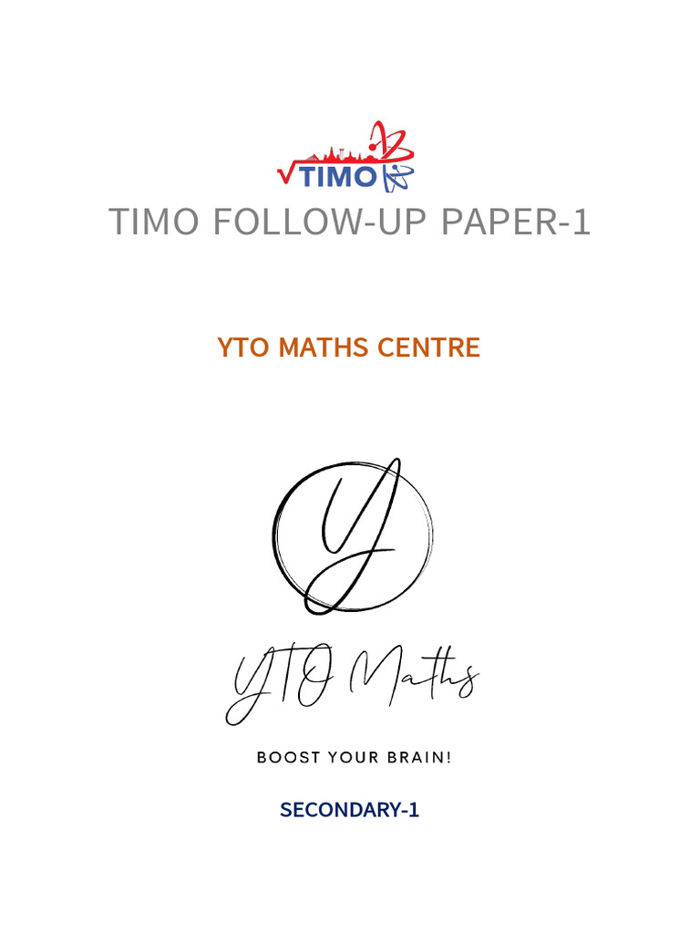 TIMO S1 - FOLLOW-UP Paper 1 Q | PDF | Area | Triangle