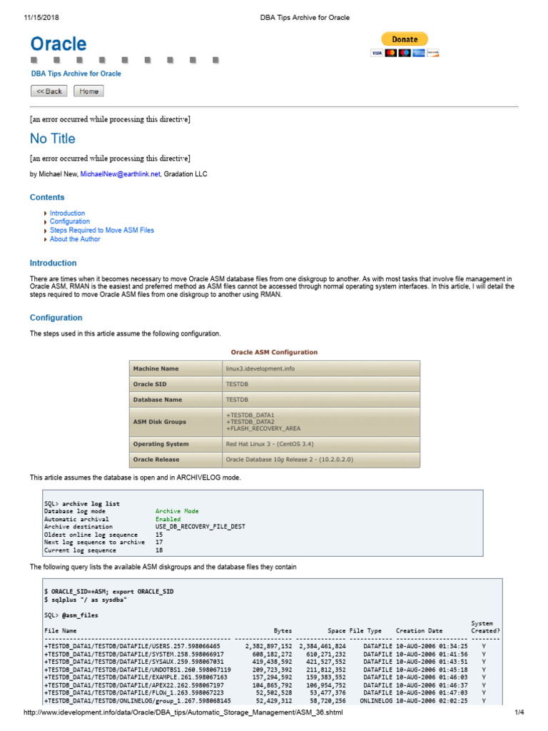 Moving ASM Database Files From One Diskgroup To Another | PDF | Databases | Computer File