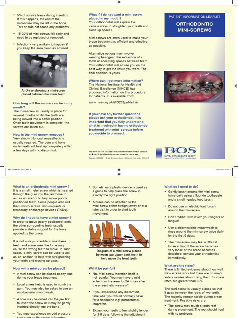 BOS Mini Screws | PDF | Orthodontics | Medicine
