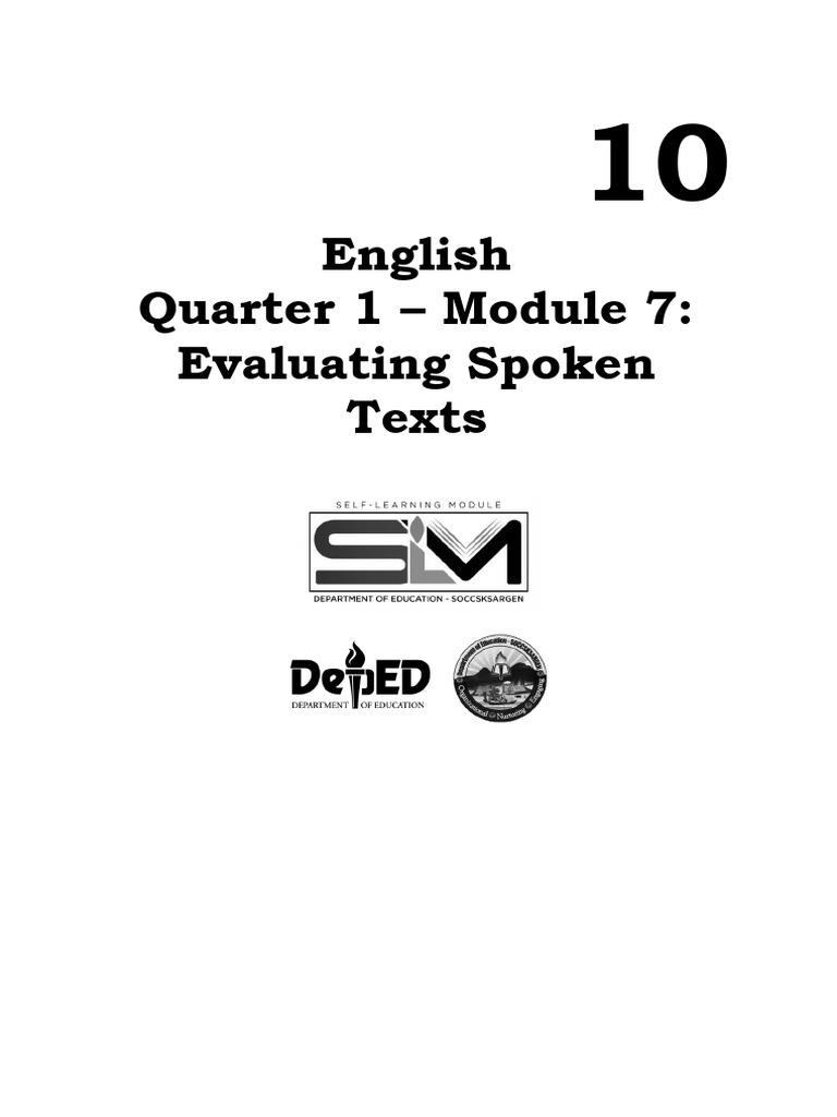English 10 Quarter 1 Module 7 | PDF | Fluency | Sentence (Linguistics)