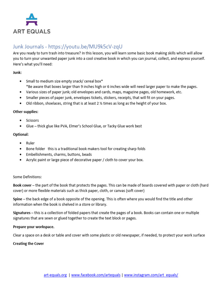 Junk Journal Instructions | PDF | Books | Bookbinding